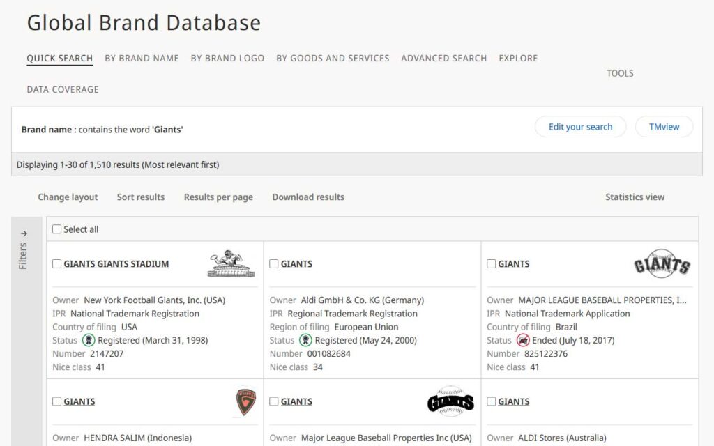 WIPO: Global Brand Database - We See Giants